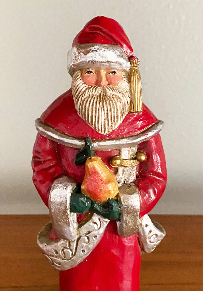 Pam Schifferl Santa Holding Pear Christmas Figurine, MWCF Composition ...