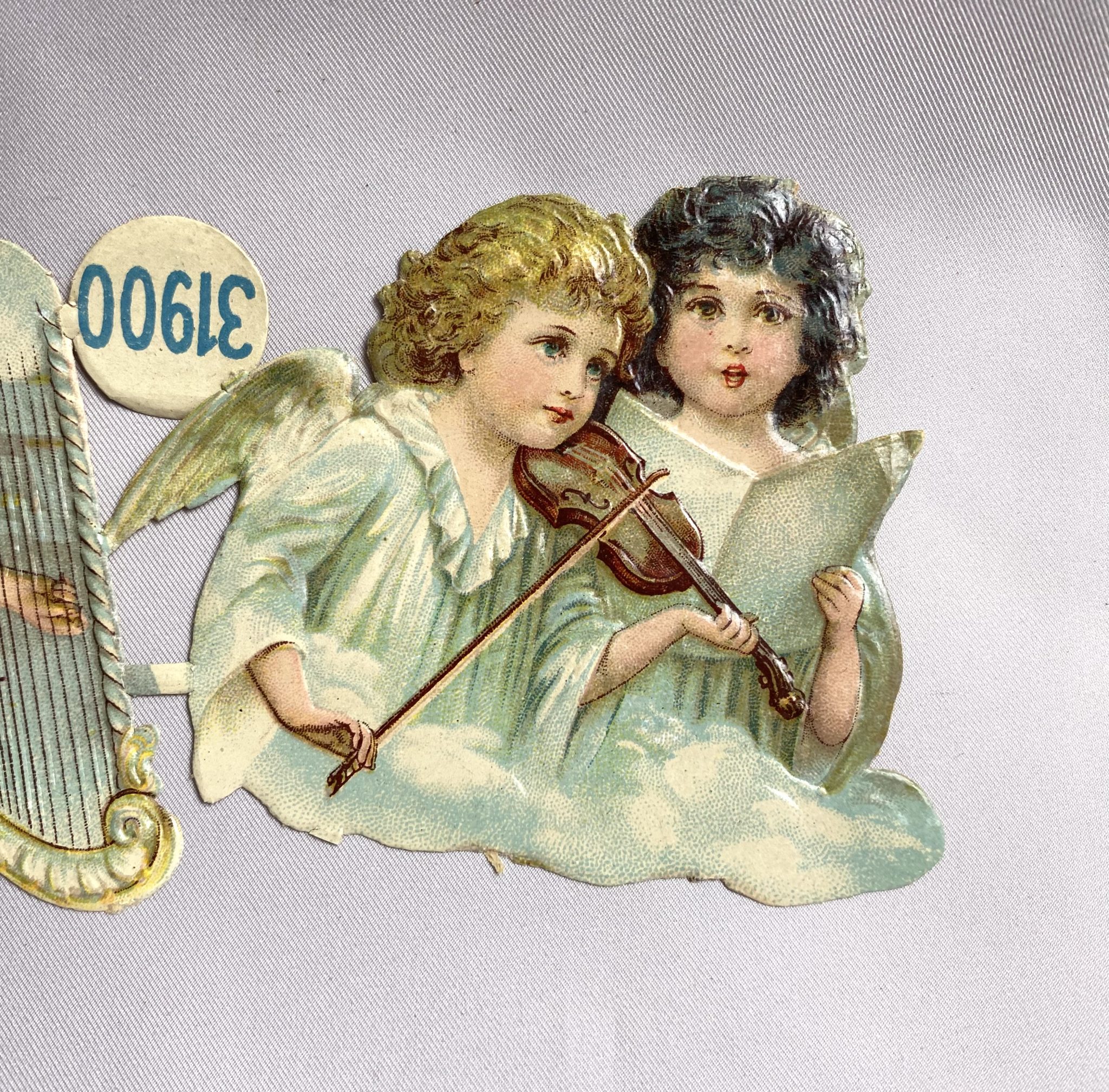 Antique German Paper Scrap Angels, 1900s Victorian Christmas Ornament ...