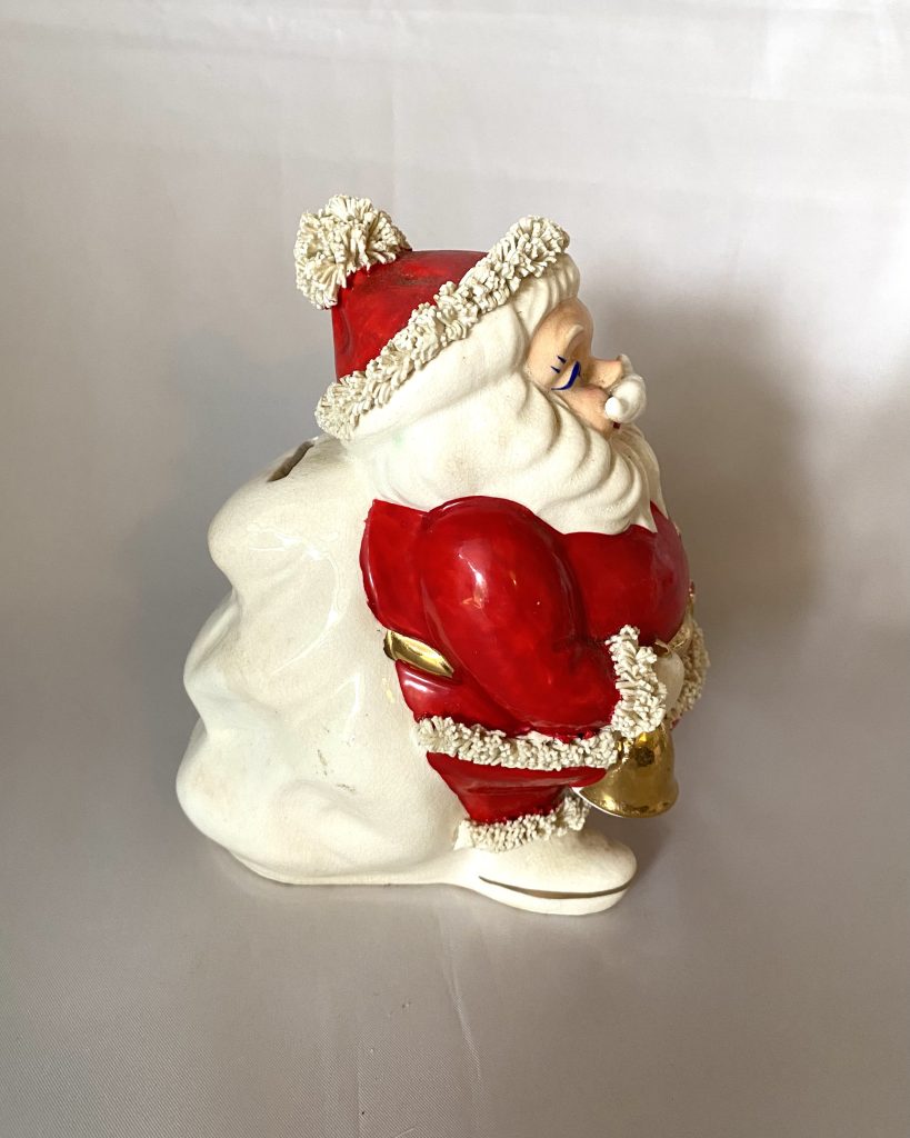 Vintage Spaghetti Santa Bank Japan Ceramic Santa with Bell, 1950s ...