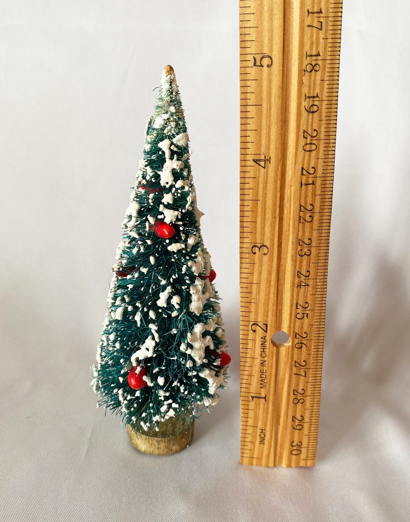 Vintage Bottle Brush Tree Flocked with Berries, 5" Putz Tree, MCM ...