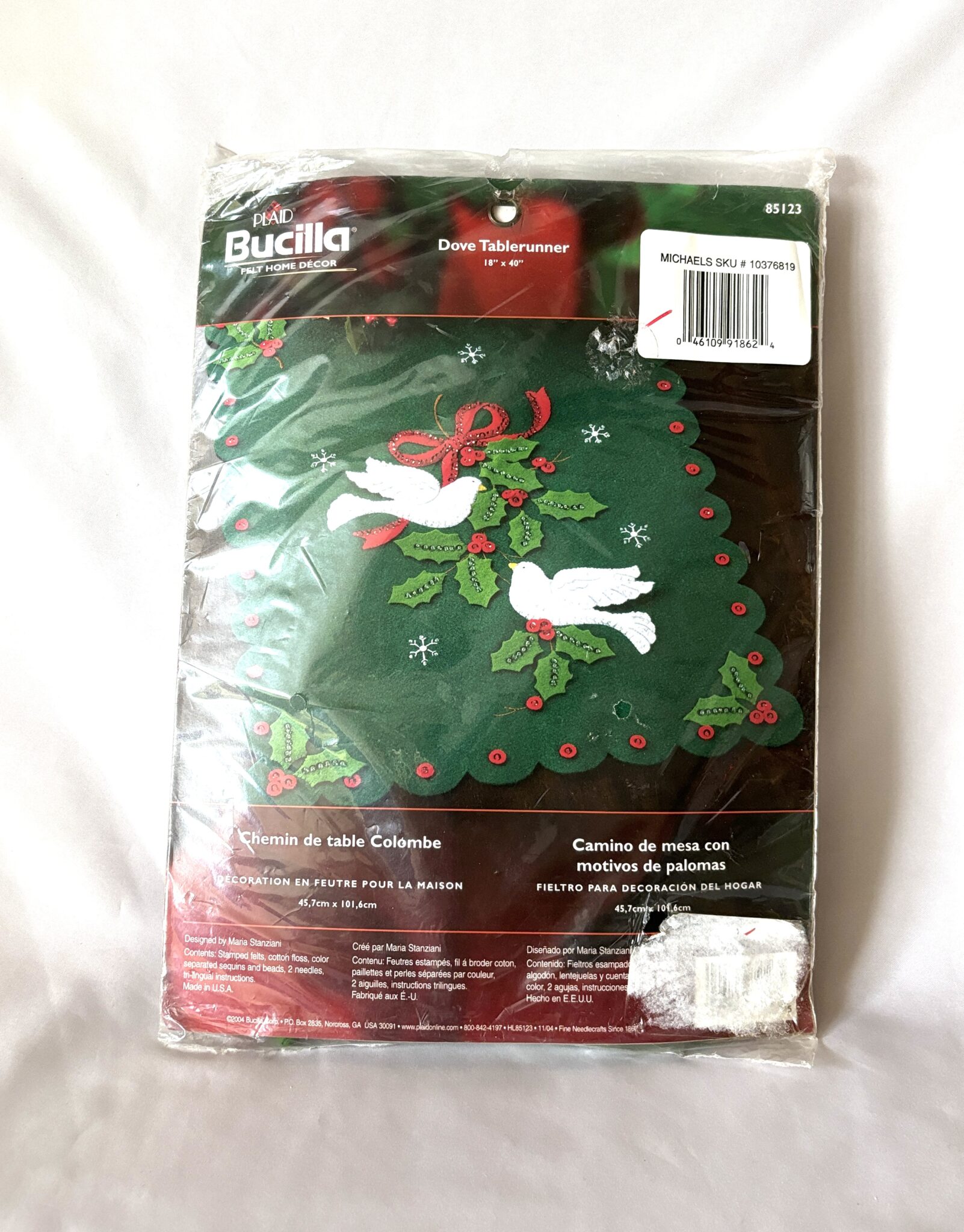 NIP Bucilla Table Runner Kit “Dove Tablerunner” Complete New Old Stock ...