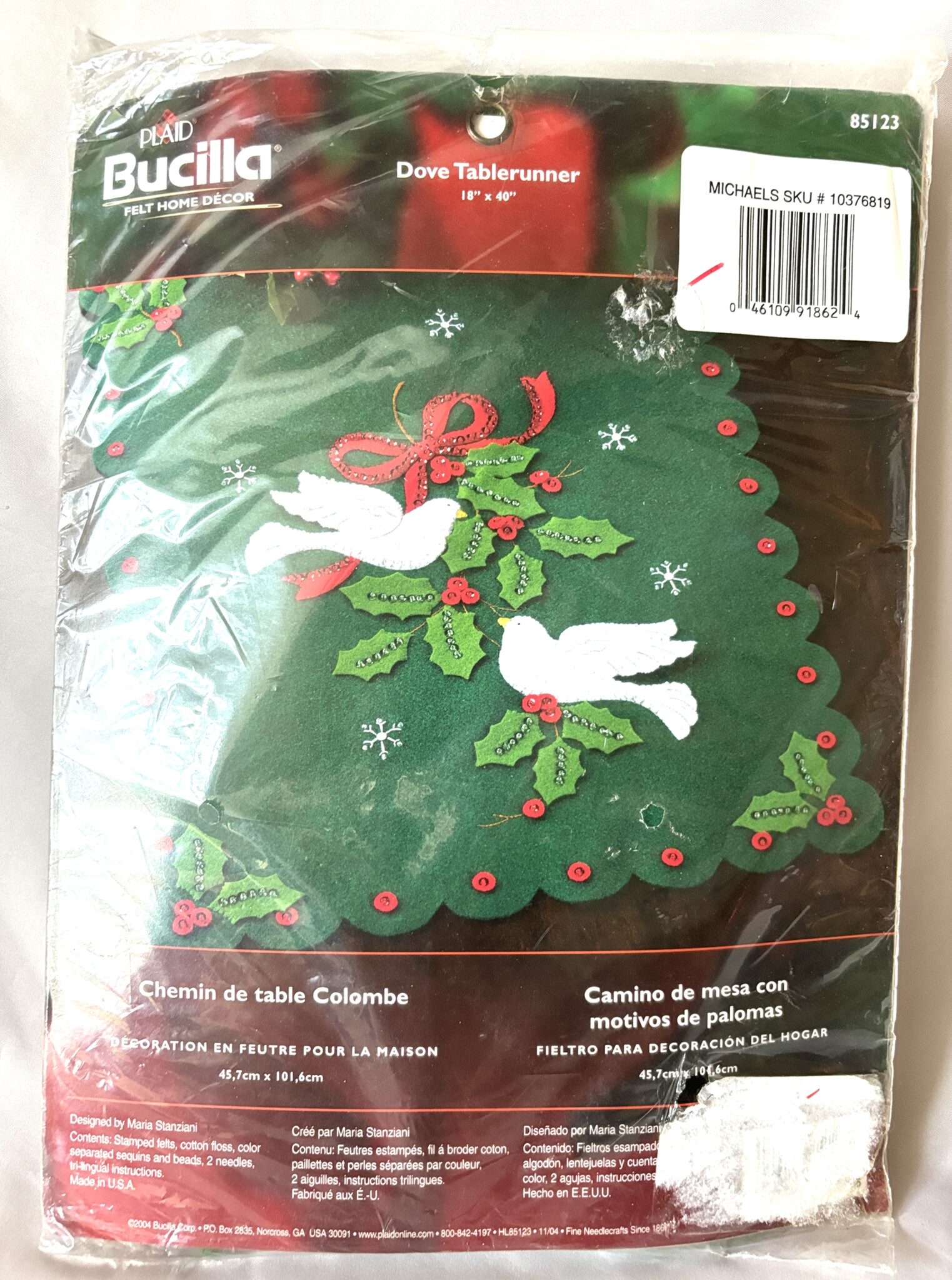 NIP Bucilla Table Runner Kit “Dove Tablerunner” Complete New Old Stock ...