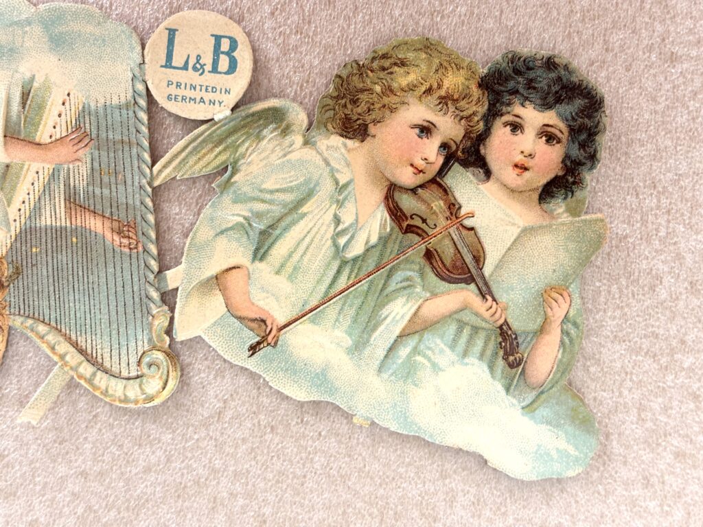 Antique German Paper Scrap Angels, 1900s Victorian Christmas Ornament ...