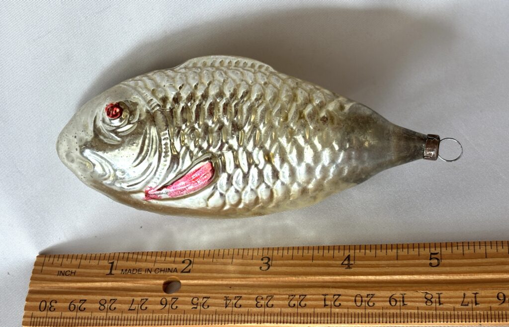 1920s Antique German Christmas Ornament 4.5" Carp Fish, Large Curved ...