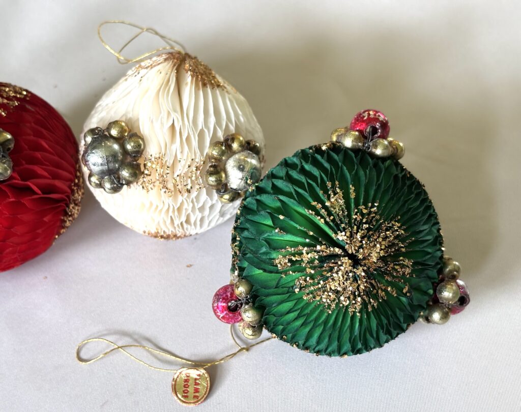 Vintage Holt Howard Ornaments Lot 3 Honeycomb Paper Glitter Christmas ...